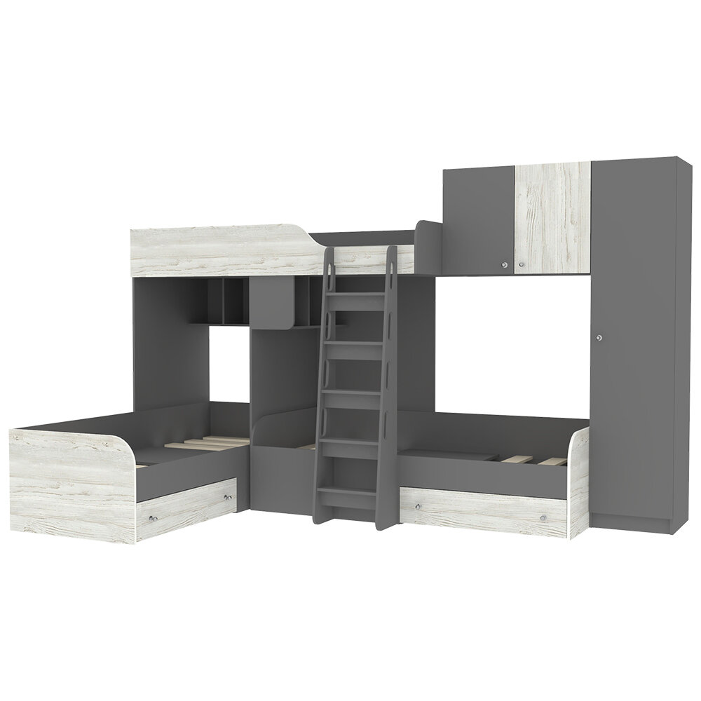 Кровать чердак Трио 2 Темно-серый Винтерберг