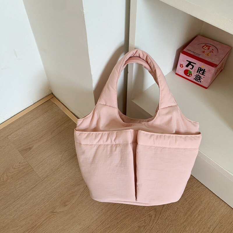 Сумка мешок из канваса универсальная с дышащей тканью и большим объемом для повседневных дел светло-розовый