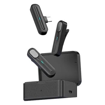 Адаптированное к устройствам с интерфейсом Android Type-C, DX02 Беспроводной микрофон 2.4G Всенаправленный петличный микрофон Дальность передачи 20 метров 1 Интеллектуальное шумоподавление,