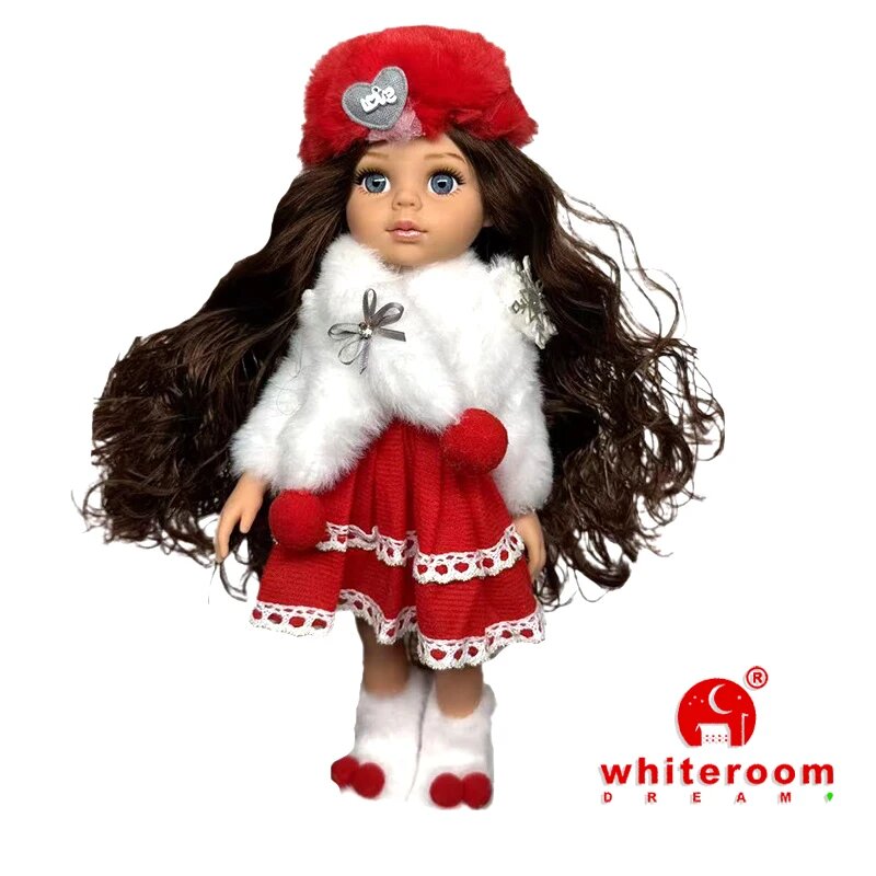 Кукла Whiteroom 30 см, белая, в красном наряде, doll with clothes 7