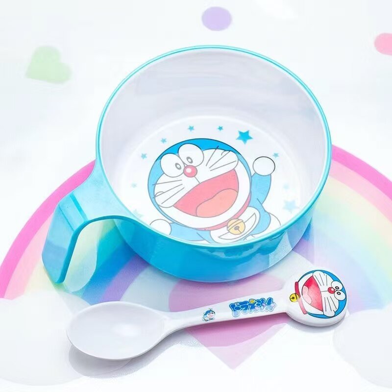 Детская миска для еды Sanrio из пищевого искусственного фарфора, прочная детская теплоизоляция и защита от ожогов, бытовая ручка, миска для супа с лапшой, посуда