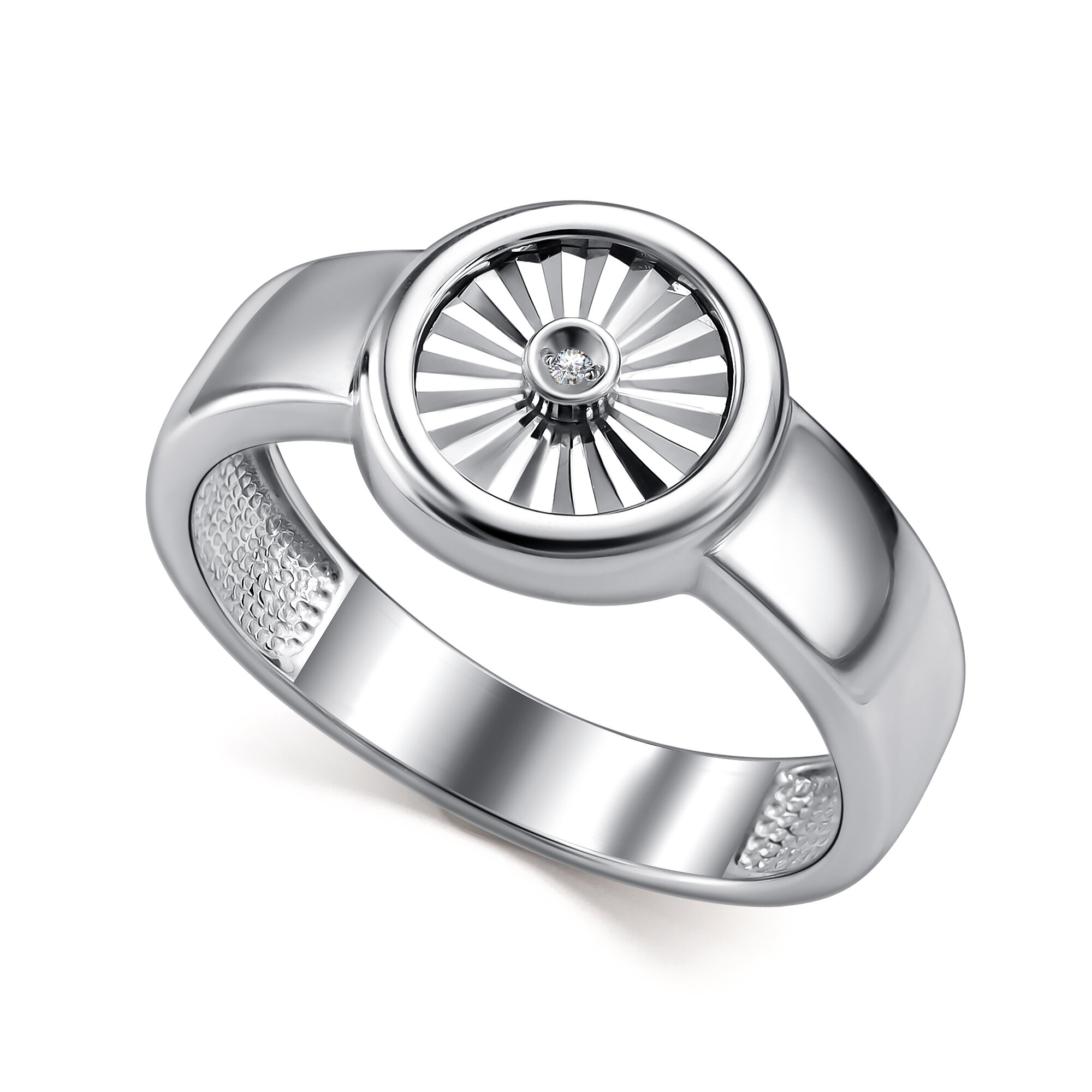 Кольцо, серебро, 925 проба, родирование, бриллиант