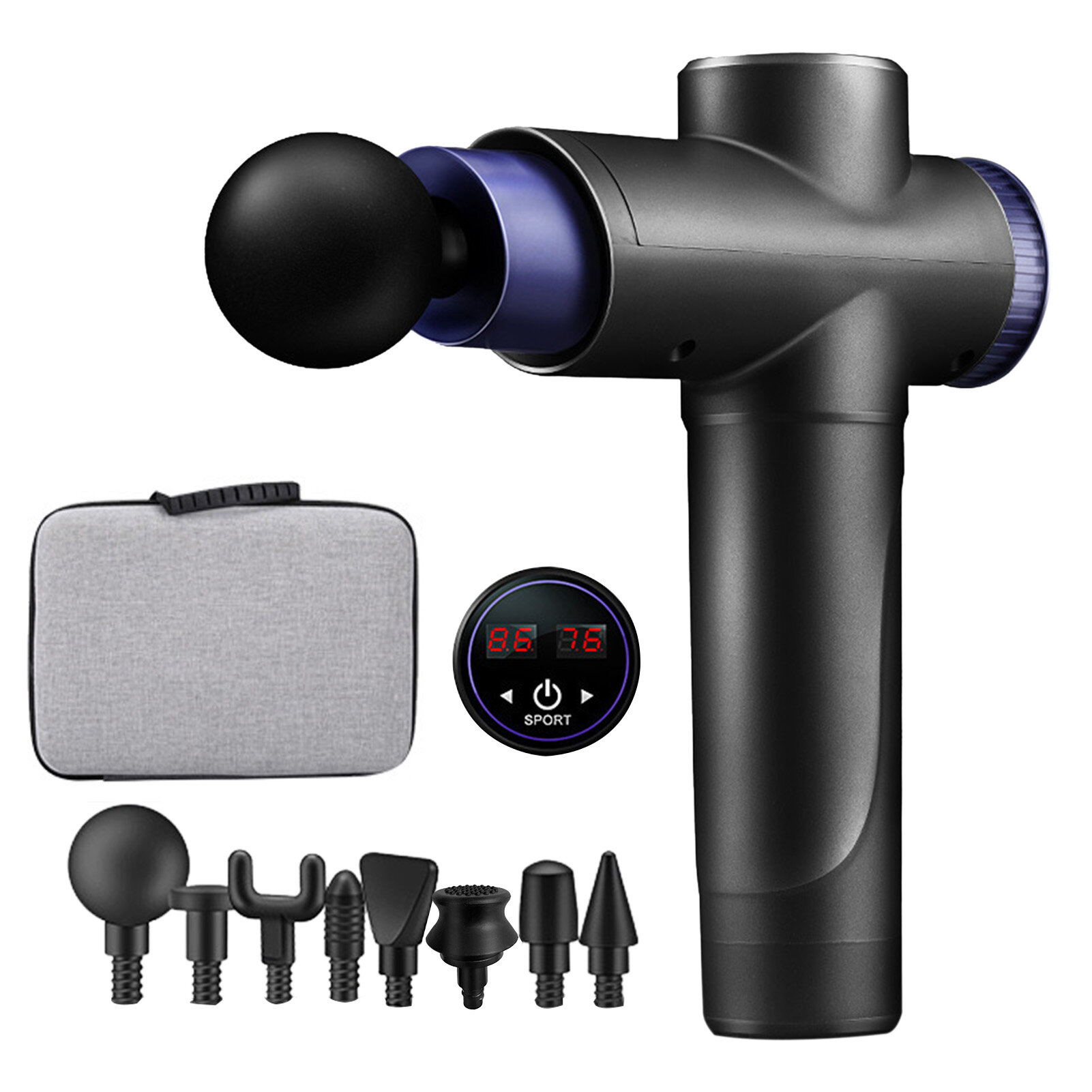 Handheld Muscle Massager Mini Deep Tissue Muscle Massage Machine Fitness Electric Vibration Relaxing Tool черный зеленый 100-240V 50/60Hz 24W 8.4V/1A 22 levels 12mm 1800-3200r/min 3h built-in lithium-battery D C 7.4V/1800mAh 230*210mm 350*250*95mm 1437g