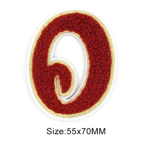 Красный вышитый буквенный патч Бордовый, O