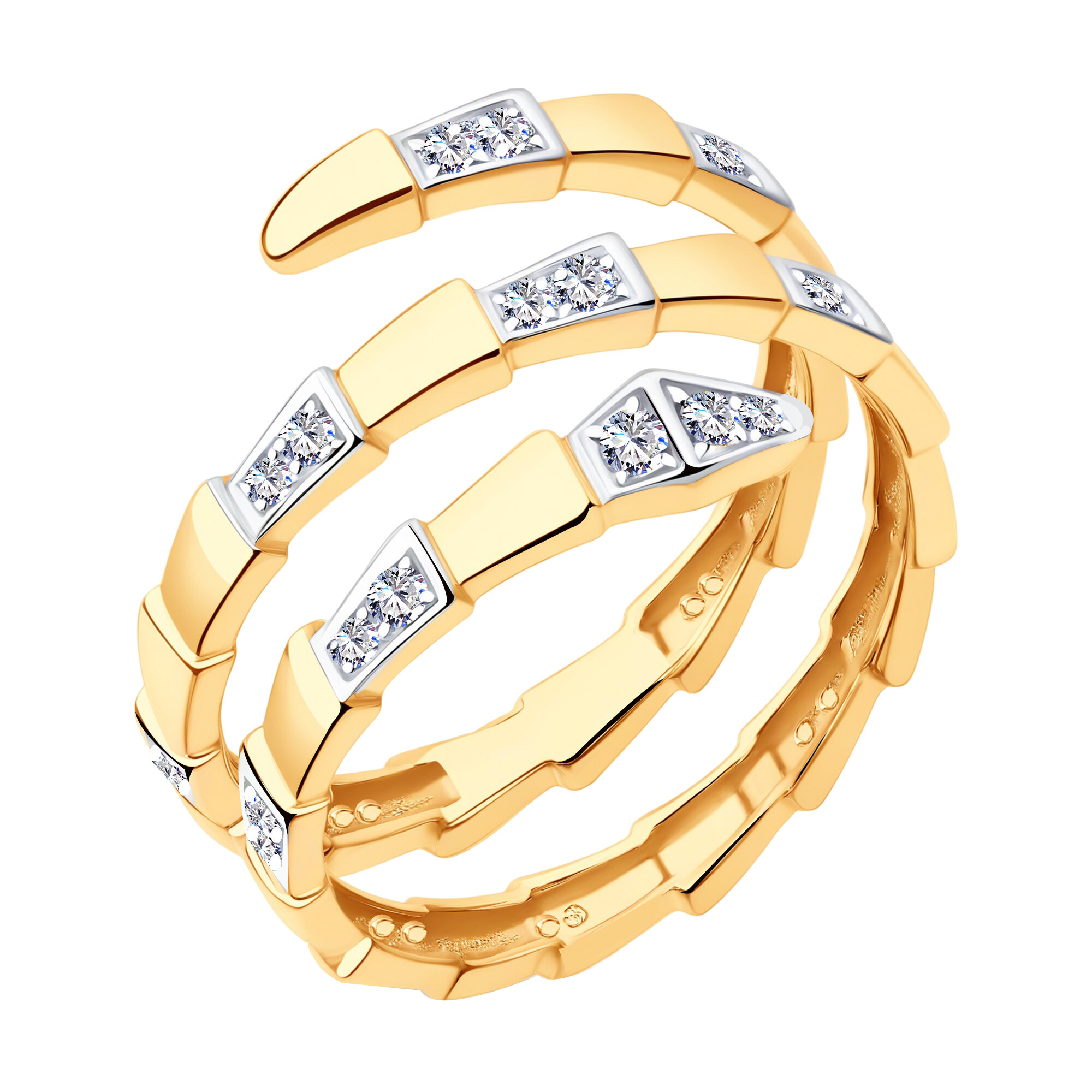 Кольцо, красное золото, 585 проба, фианит