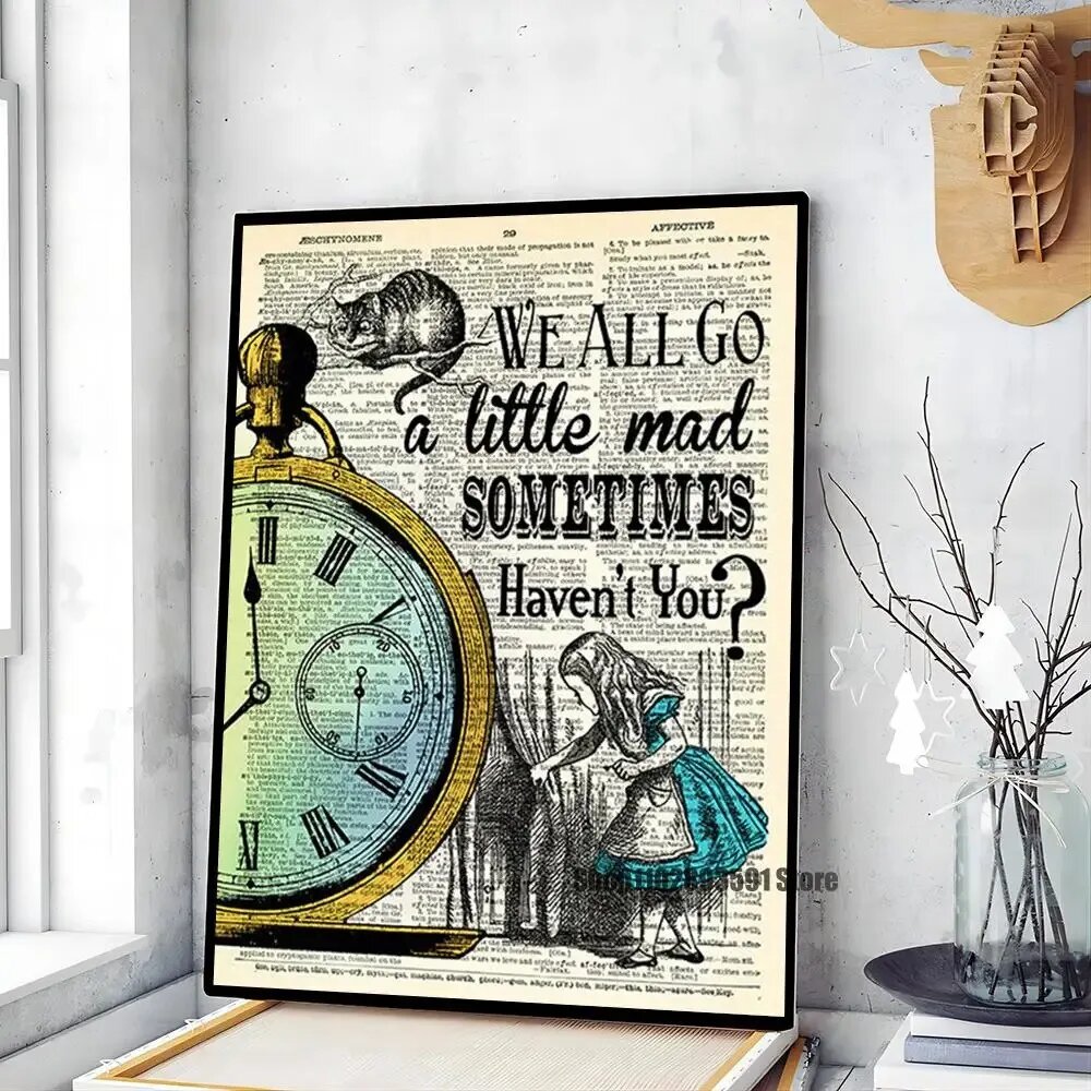 Плакат «Алиса в стране чудес», бумажный принт, домашняя спальня, вход, бар, кафе, художественная живопись, украшение