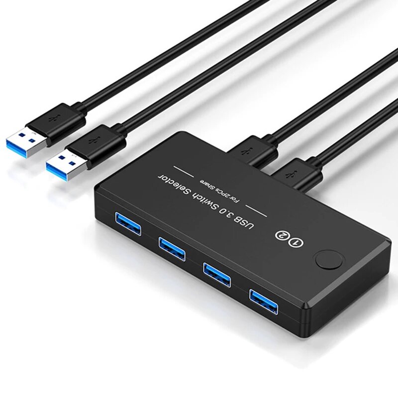 USB 3.0 переключатель 2 в 4, черный