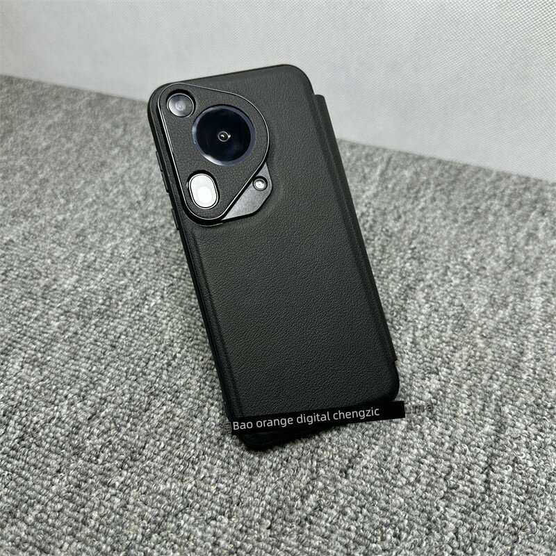 Чехол-крышка Huawei Pura 70 Ultra из натуральной кожи с магнитным умным окном и точными отверстиями для объектива -