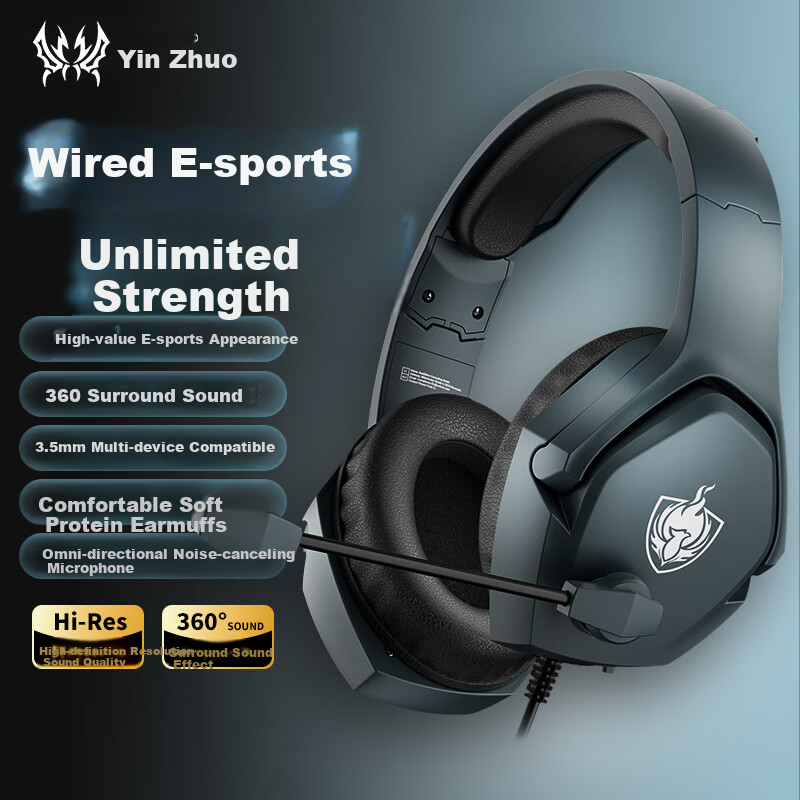 KOTION EACH (KOTION EACH) H4 Gaming Headset with Comfortable Large Ear Cups, Chicken Dinner Headphones, Compatible with Computers, Laptops, and Online Classes, Noise Cancelling Microphone, 3.5mm Singl