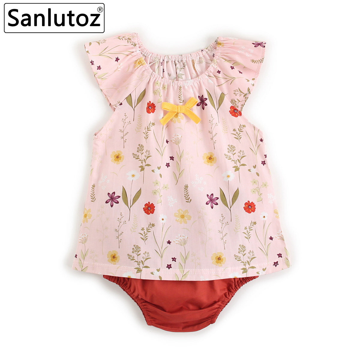 Летний комплект одежды для девочек, цветочная принцесса, детская одежда, хлопковый топ + нижняя часть для малышей, 2 шт.