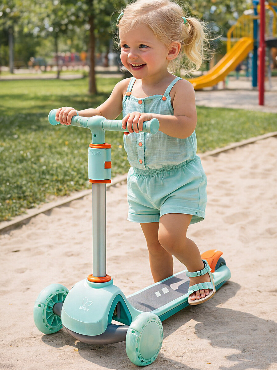 Самокат Hape "Lean 'n Glide" с подсветкой, бирюзовый E8975_HP
