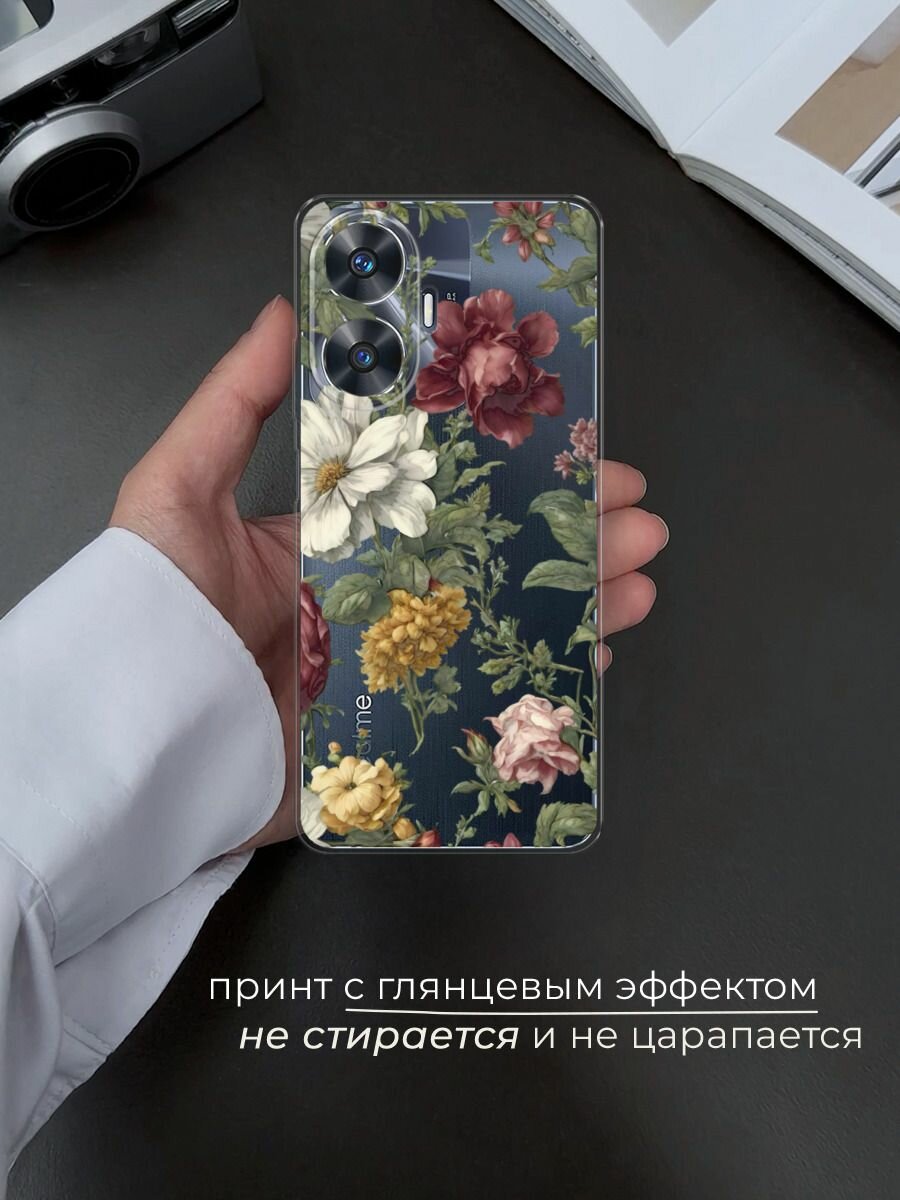 Чехол на Realme C55 / Реалми C55 с принтом Акварельные цветы 2 — фото 1