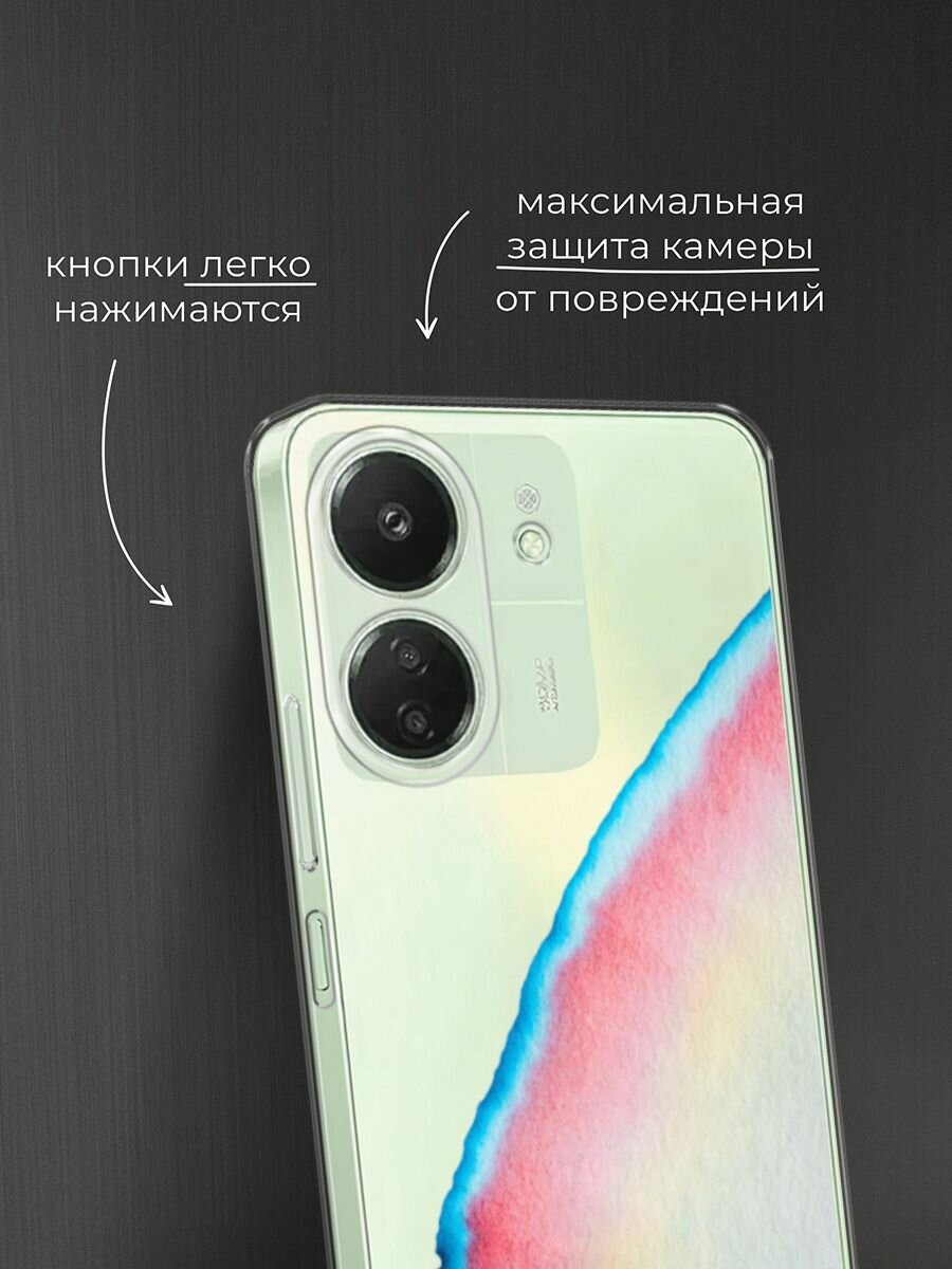 Чехол на Xiaomi Redmi 13C/Poco C65 / Сяоми Редми 13C/Поко С65 с принтом Слияние красок, прозрачный — фото 1