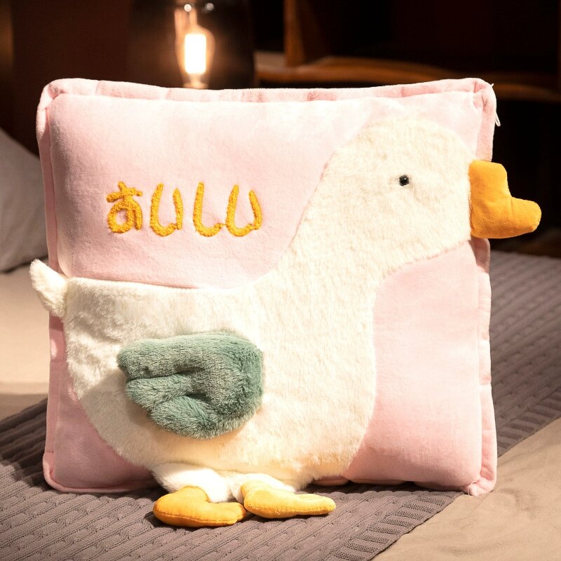 Большая подушка-гусь для девочек, плюшевая игрушка-кукла, тканевая кукла, подушка и одеяло 2-в-1, милая кукла для
