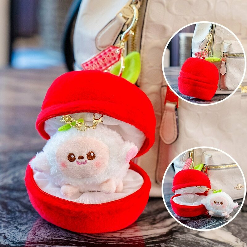 Красная овечка-яблоко-брелок с фруктовой тематикой - 13 см, милый зверек для рюкзаков и сумочек