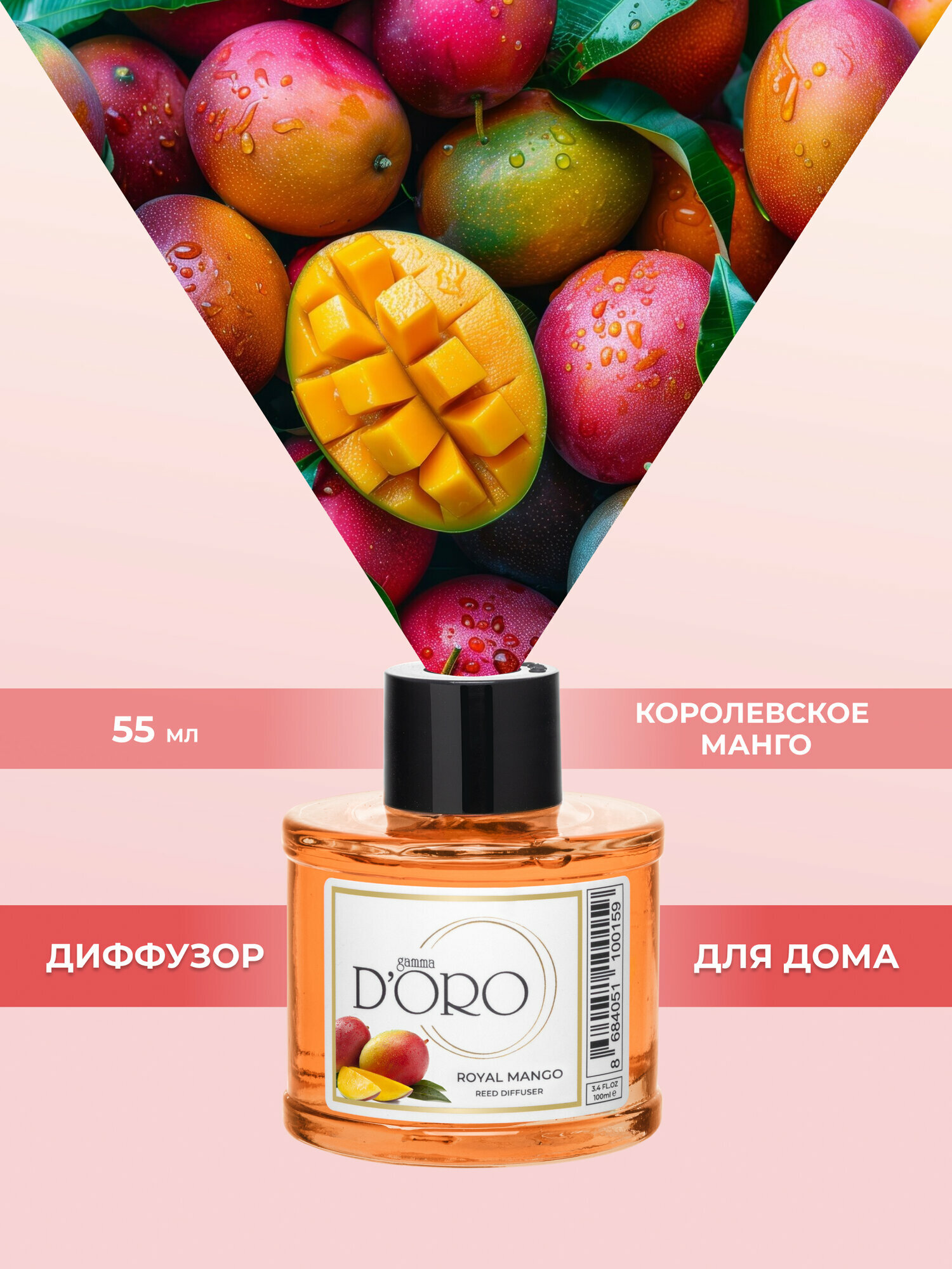 Ароматический диффузор для дома с палочками GAMMA D’ORO Королевское манго 55 мл