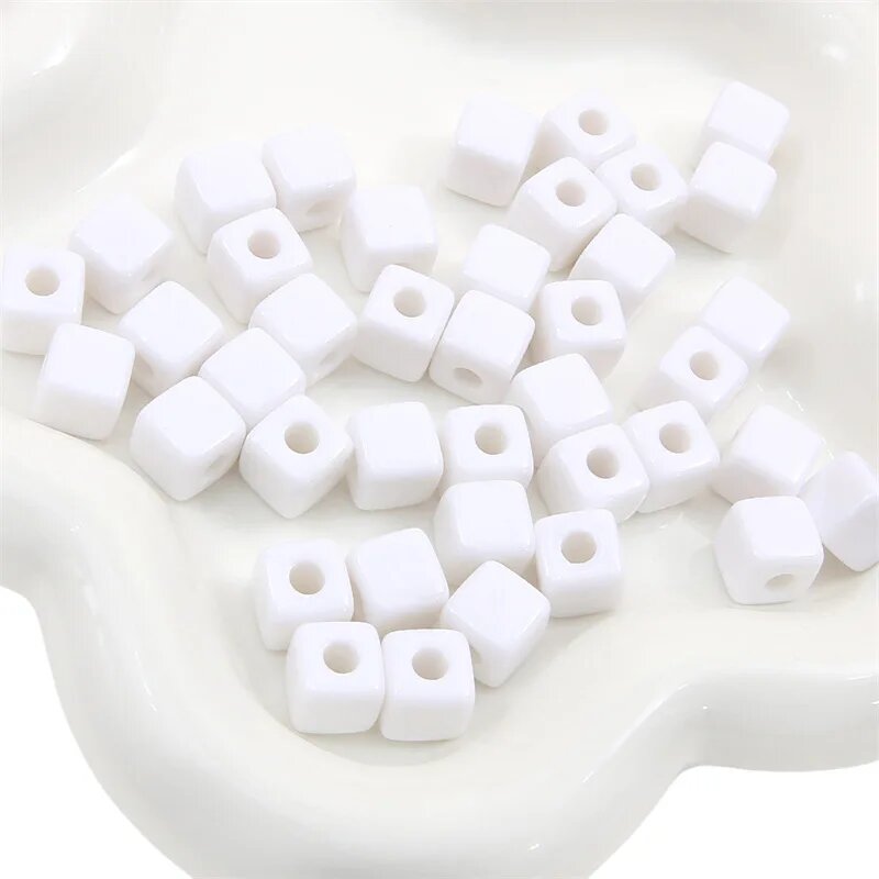 Акриловые квадратные бусины-разделители 25 шт. Белый, White