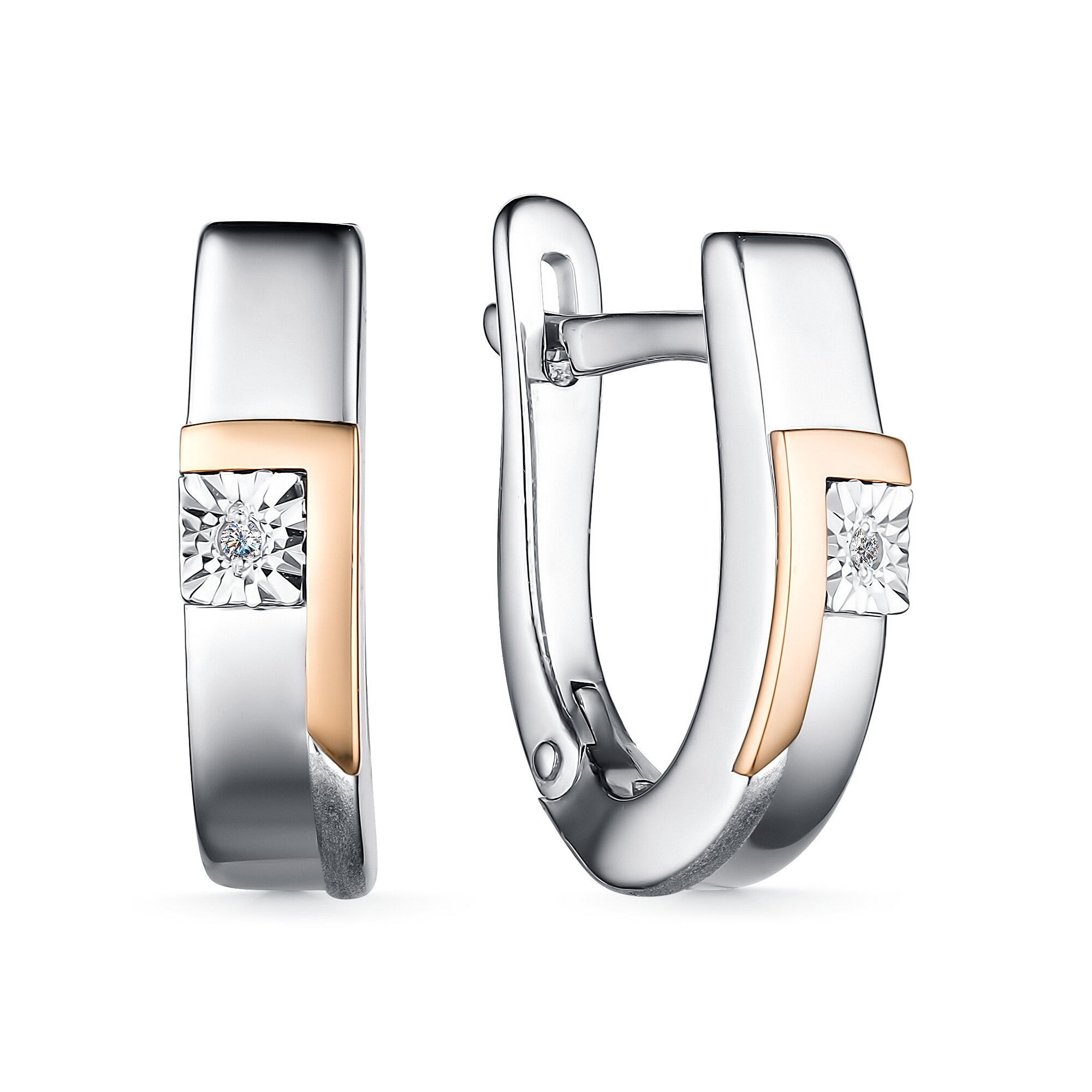 Серьги, золото, серебро, 925, 585 проба, родирование, бриллиант