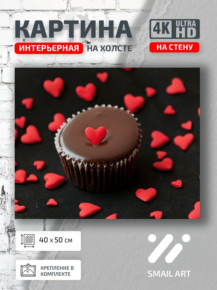 Картина на холсте интерьерная 40 на 50 на стену Кекс Food для кухни кулинария интерьер