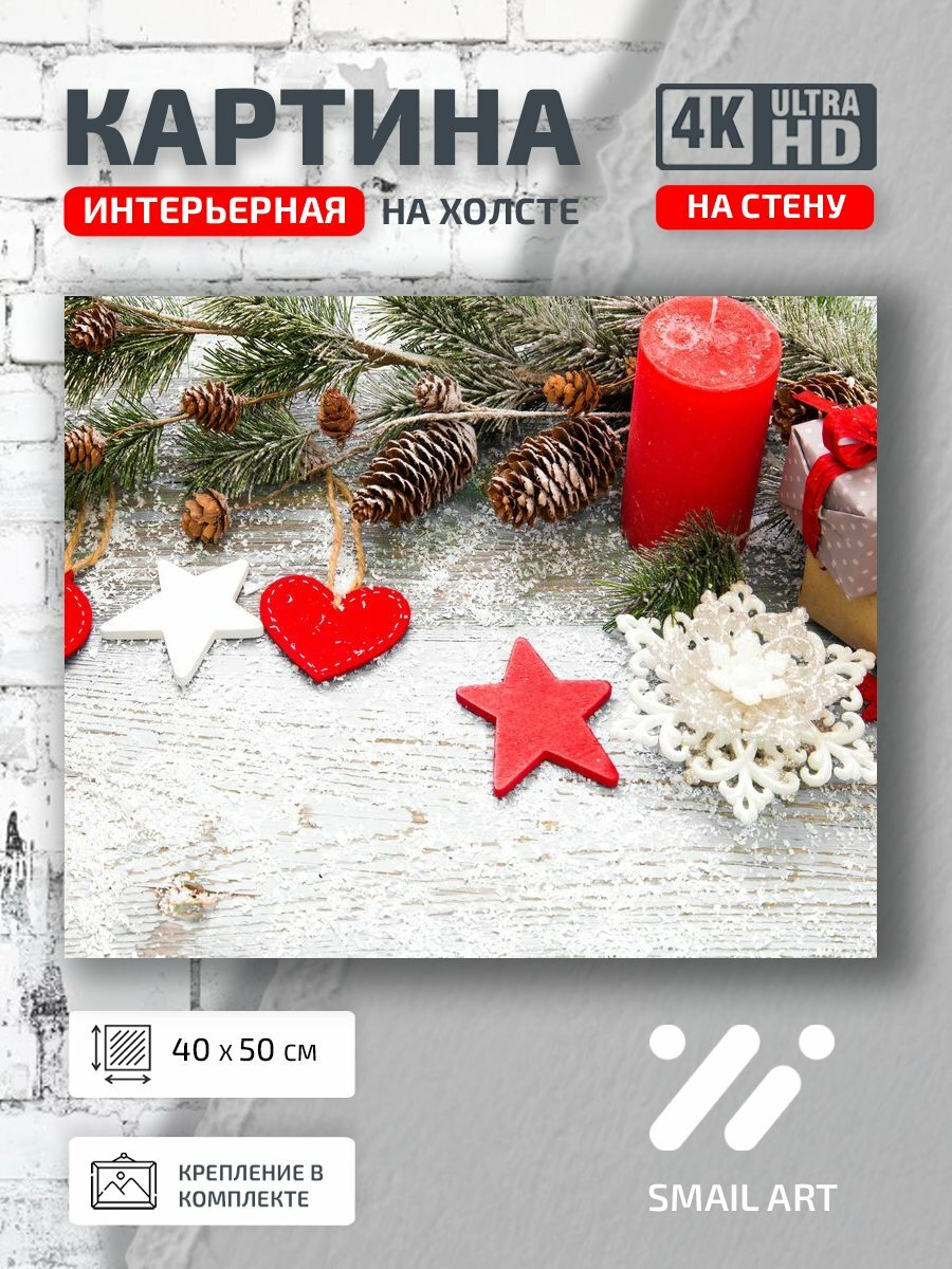 Картина на холсте интерьерная 40 на 50 на стену Фигурким Holiday для кафе праздник интерьер