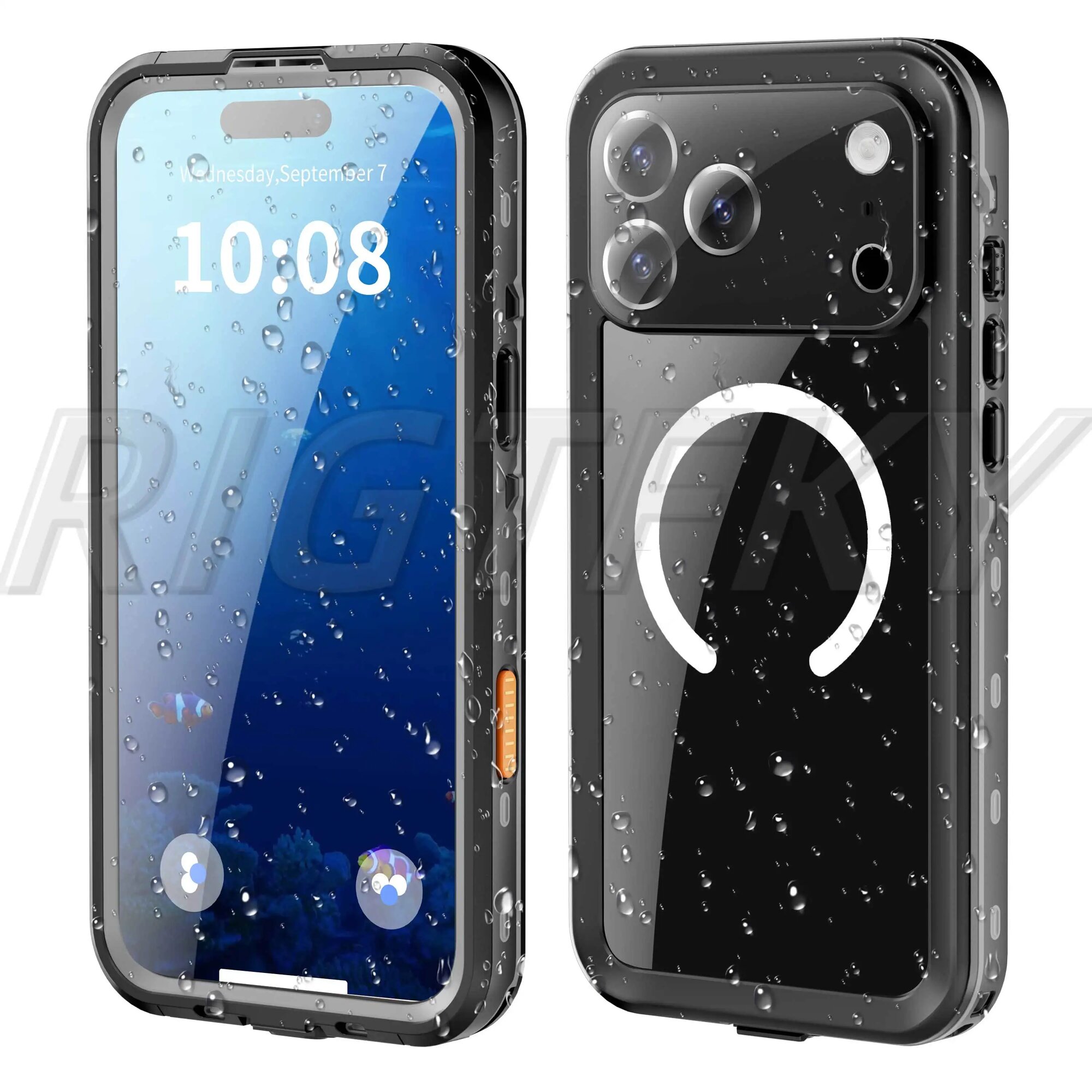 Водонепроницаемый чехол IP68 для iPhone 17, 16, 15, 13, 14, Pro Max Plus Air, защитный чехол для всего тела, магнитный чехол для плавания, подводного дайвинга черный, iPhone 16 Pro Max