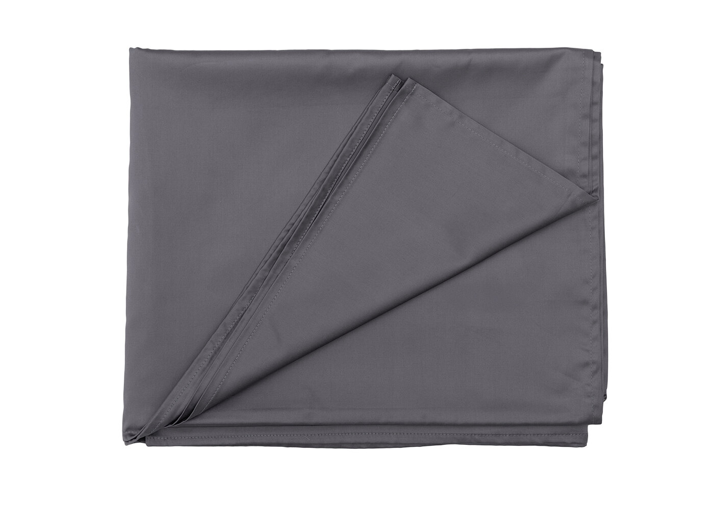 Простыня серая, Сатин, Евро без резинки 240 х 260