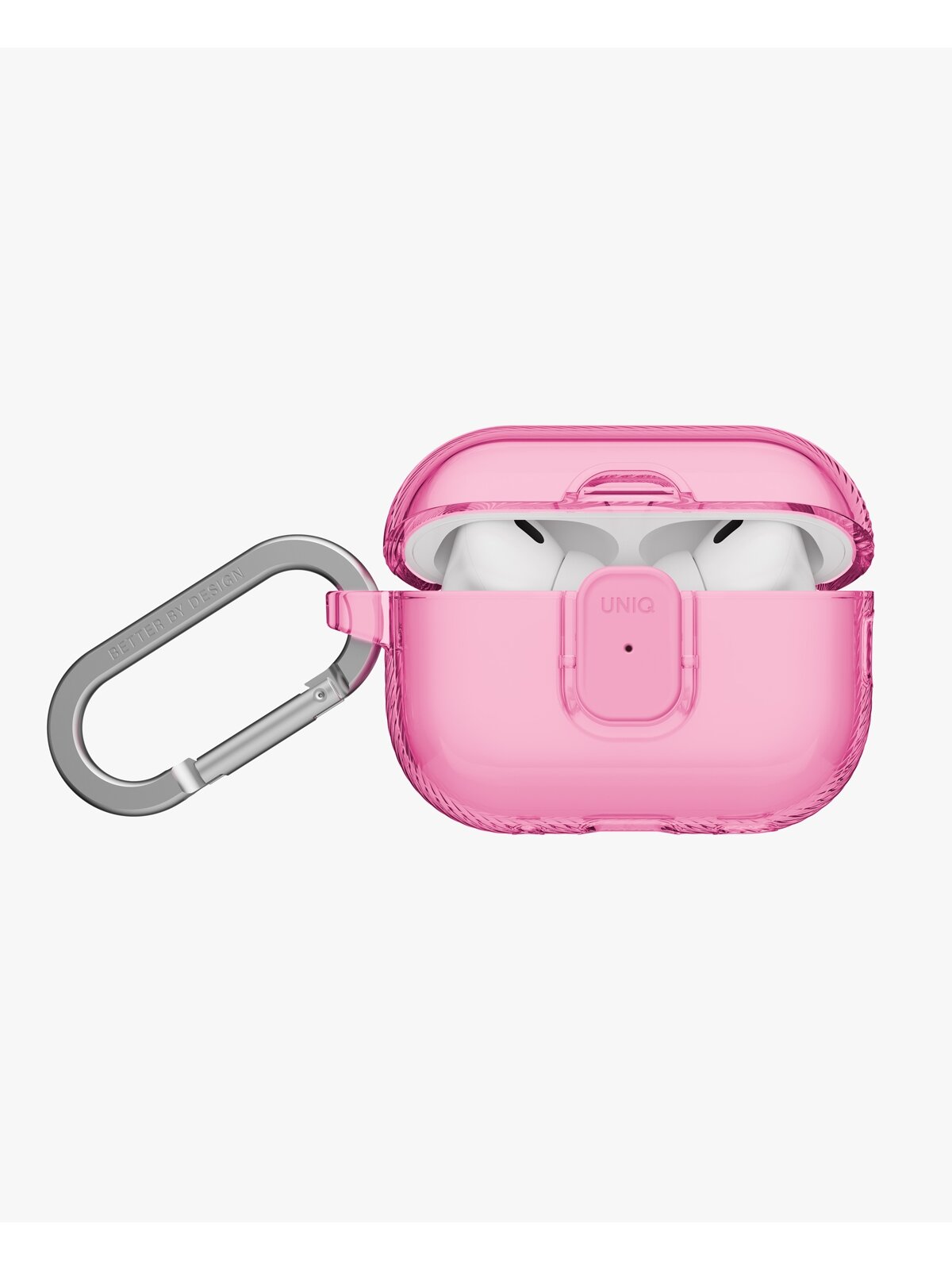 Uniq чехол для Airpods Pro 3, Glase PRO TPU с магнитным замком, с карабином, Candy Pink
