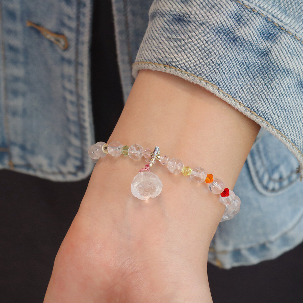 Браслет для гадания, YM Mall из кварца и лотоса Камень Привлекает удачу и долголетие