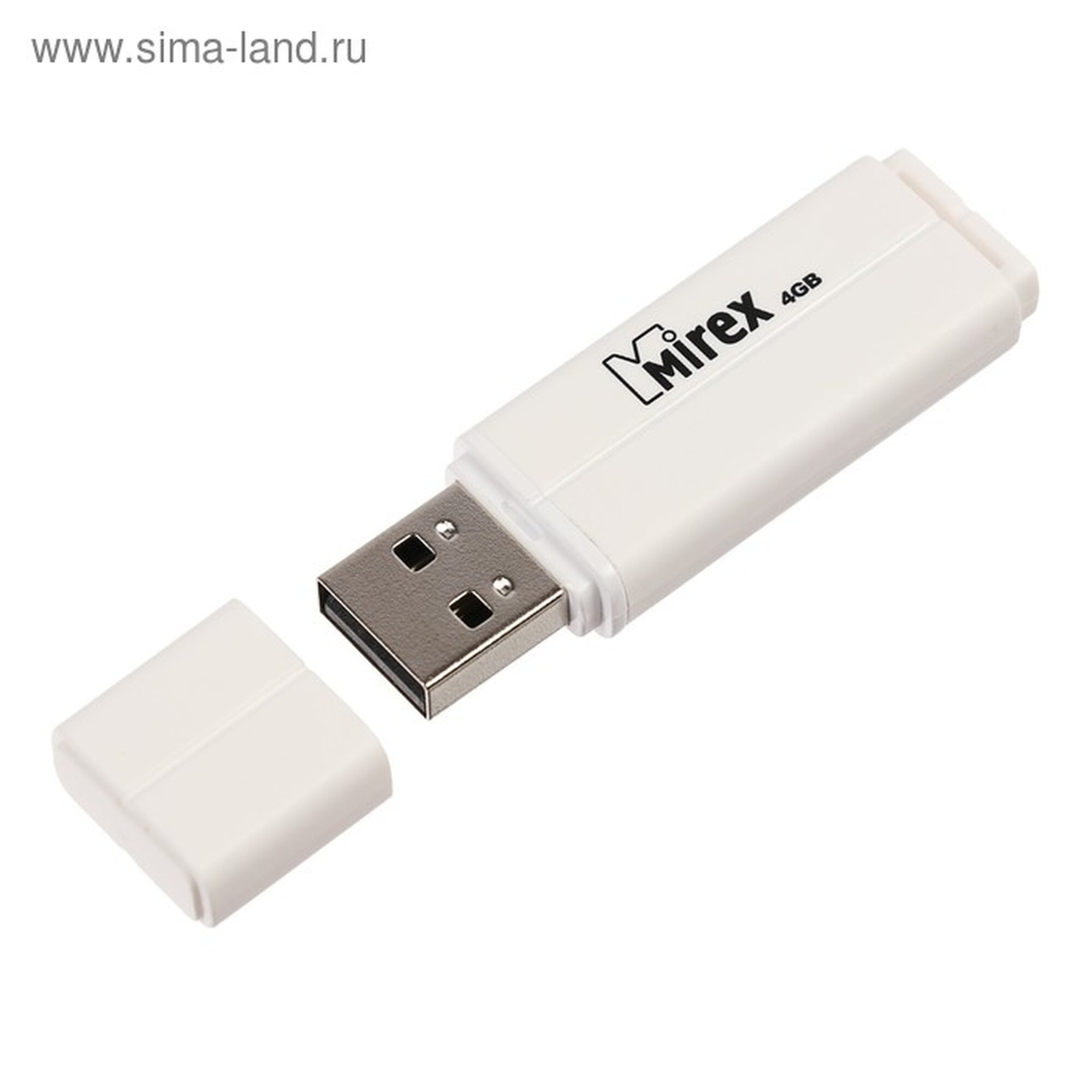 Флешка Mirex LINE WHITE, 4 Гб, USB2.0, чт до 25 Мб/с, зап до 15 Мб/с, белая 4245647