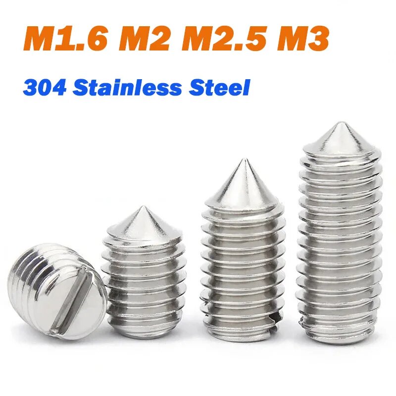Нержавеющие болты с коническим концом M1.6 M2 M2.5 M3 M3x6mm-20Pcs