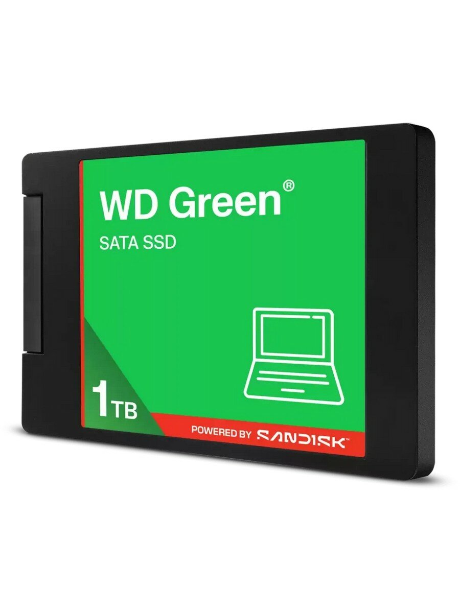 Накопитель SSD WD 1Tb Green (2.5", SATA-III, R/W 545/510MB/s, MTTF 2000000 hrs) (WDS100T5G0A)