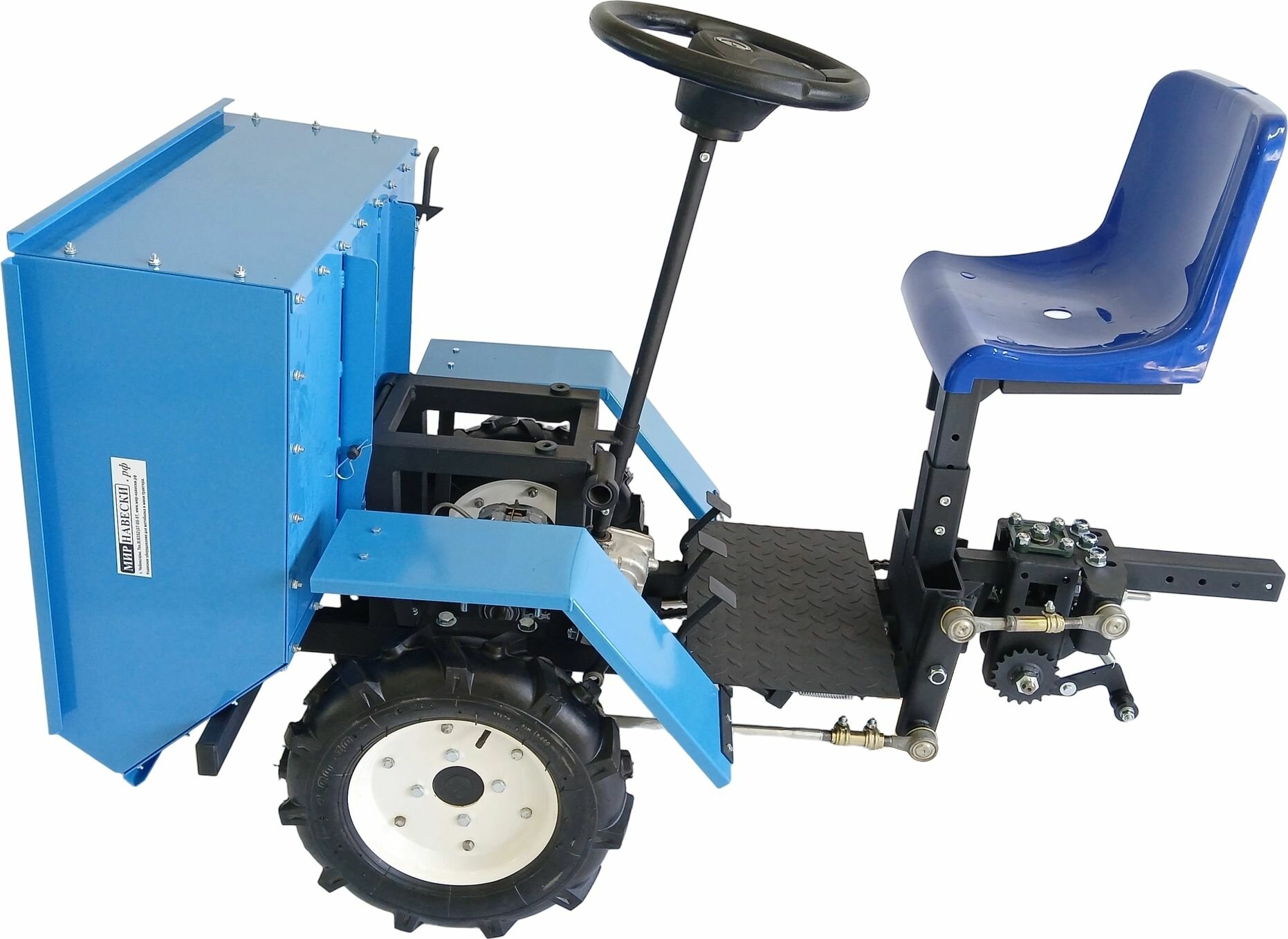 Адаптер АПМ-400 (4WD) с рулем для мотоблока Нева, без колес, синий