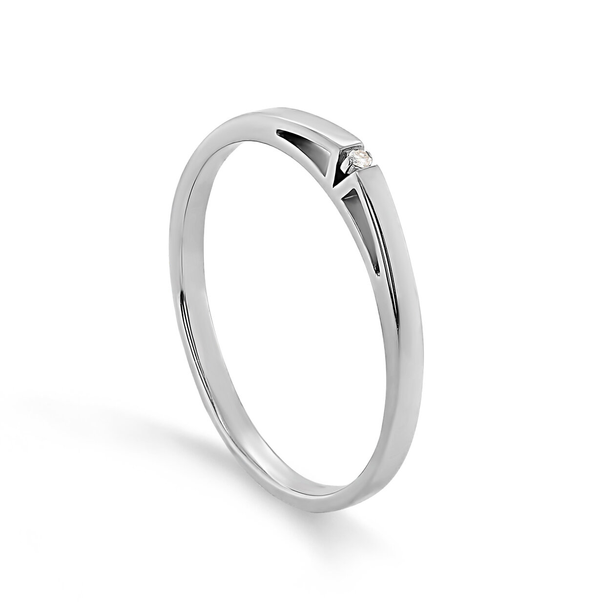 Кольцо, серебро, 925 проба, бриллиант