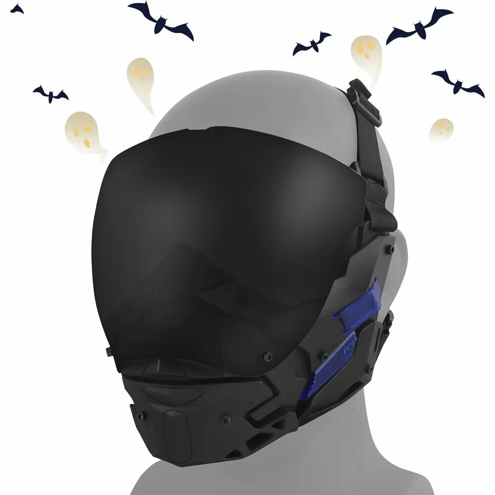Маска для страйкбола Dark Night WOSPORT MA-152-E-BK с регулировкой размера, визором