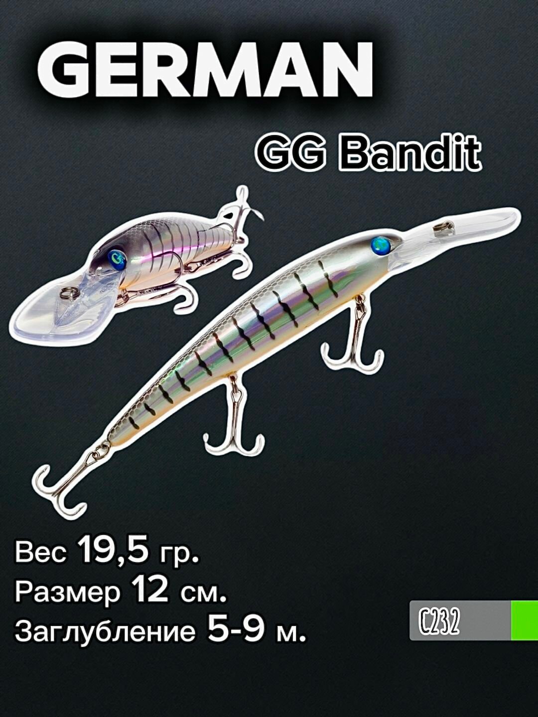 Воблер для троллинга Bandit 120мм 19.5гр. GG German Bandit C232