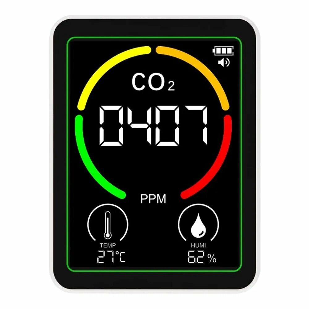 Детектор CO2 с цветным дисплеем, измерение температуры и влажности, портативный газоанализатор для дома и офиса