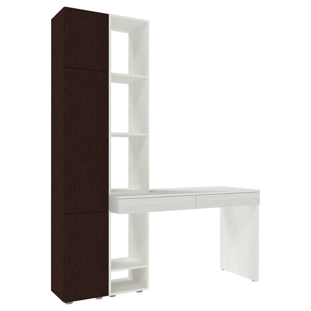 Стол письменный со стеллажом 1512 Белое Дерево Венге