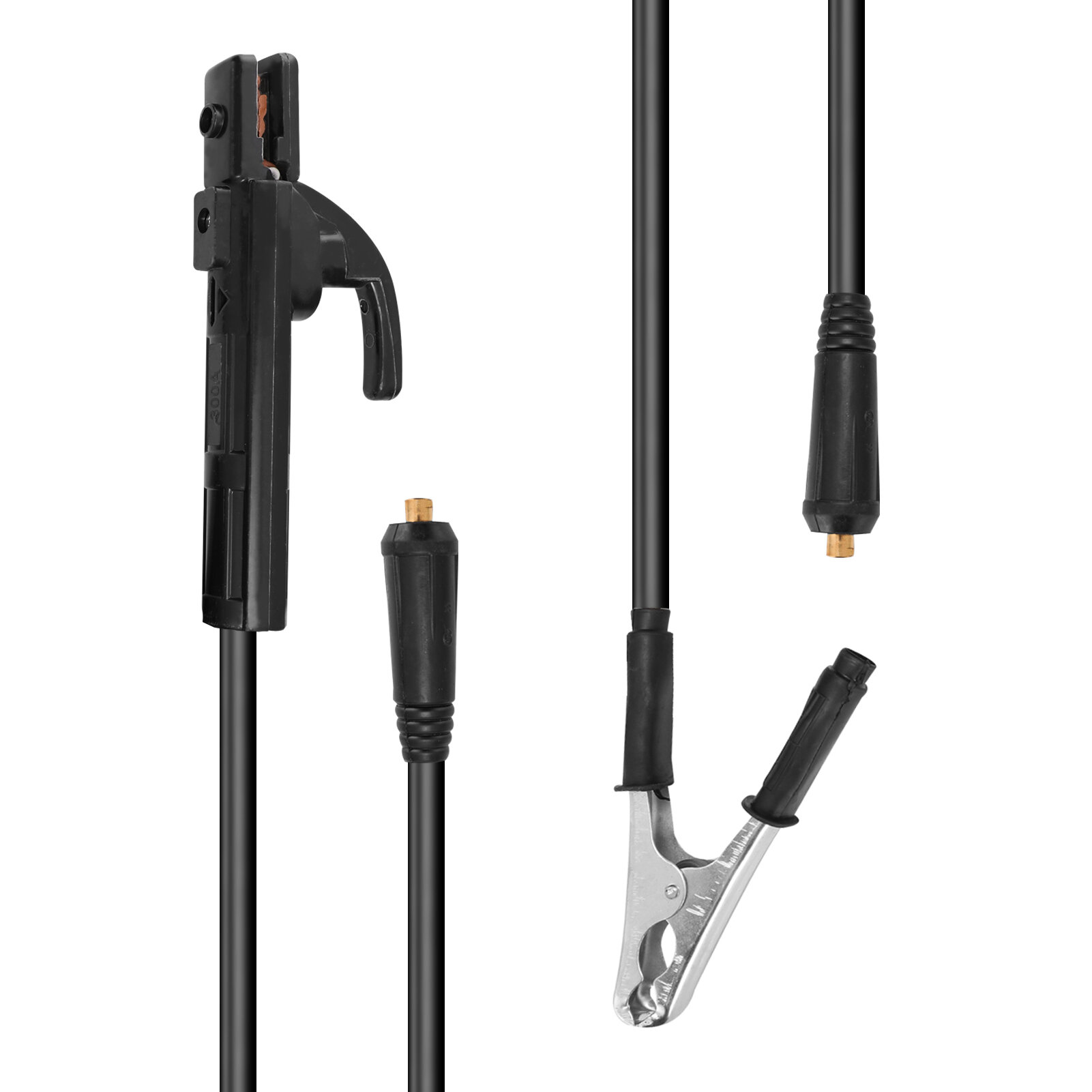 Набор держателя электрода и заземляющего клема для сварочных аппаратов, инструмент для зажима сварочной машины, набор проводов для пайки, 1.5M, черный, материал резина+медь+ABS, размер упаковки 455*320*80мм, вес упаковки 742г, в комплект входят 1