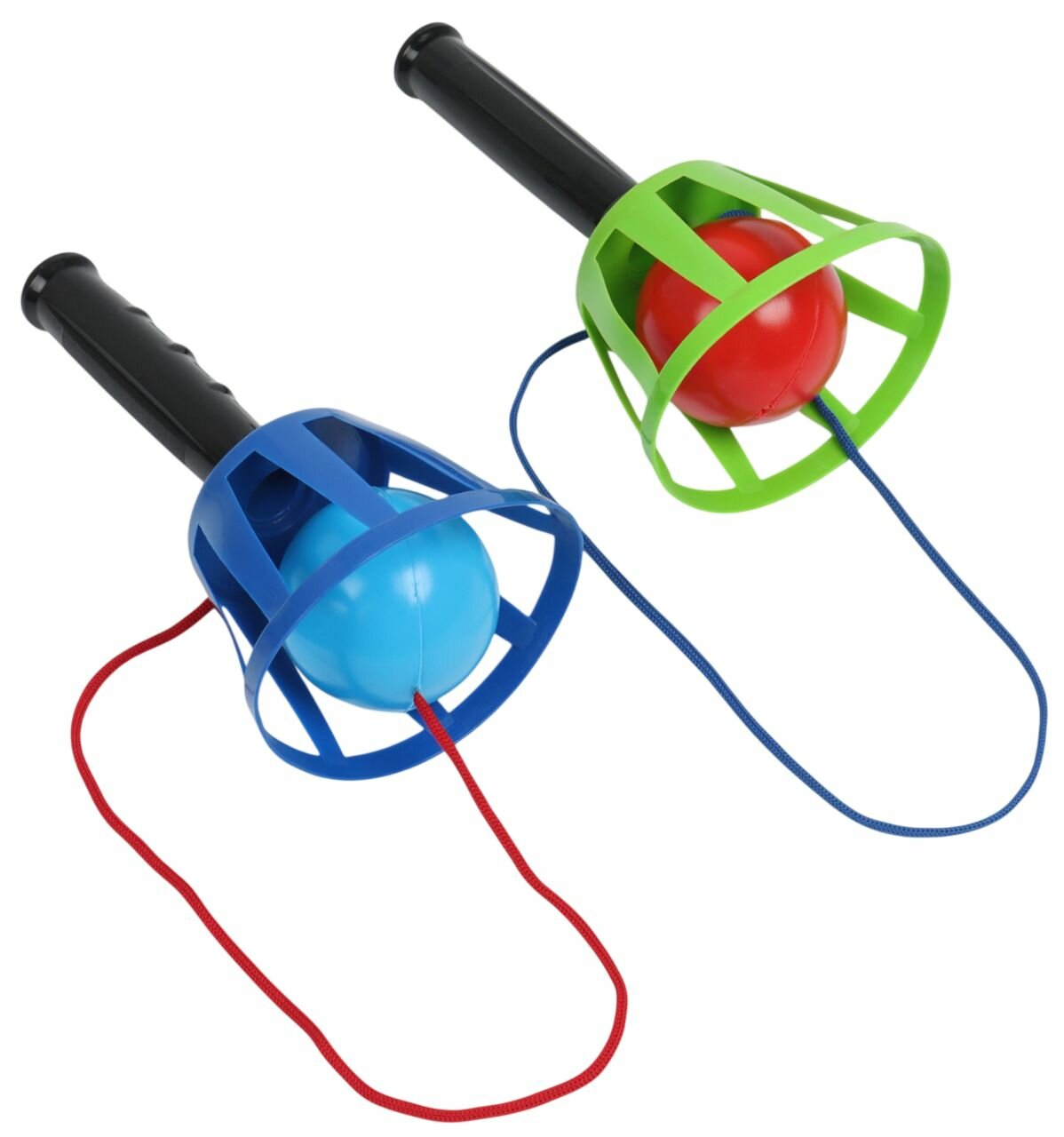 Игра "Поймай мяч", подвижная игра бильбоке на развитие ловкости, меткости и координации движений, в наборе 2 шт, корзинка d=10.5 см, мячик d=7.5 см, цвет микс