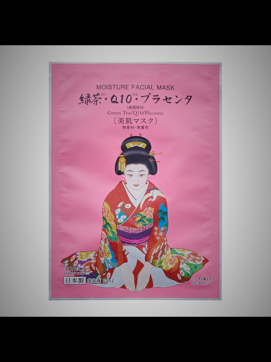 AISHODO Aishodo Maiko Moisture Facial Mask Green Tea/Q10/Placenta, Увлажняющая маска для лица на основе зеленого чая и коэнзимов Q10 10 шт