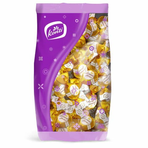 Конфеты шоколадные золотая лилия на основе тоффи, со сгущенным молоком, 1000 г, пакет, 16511