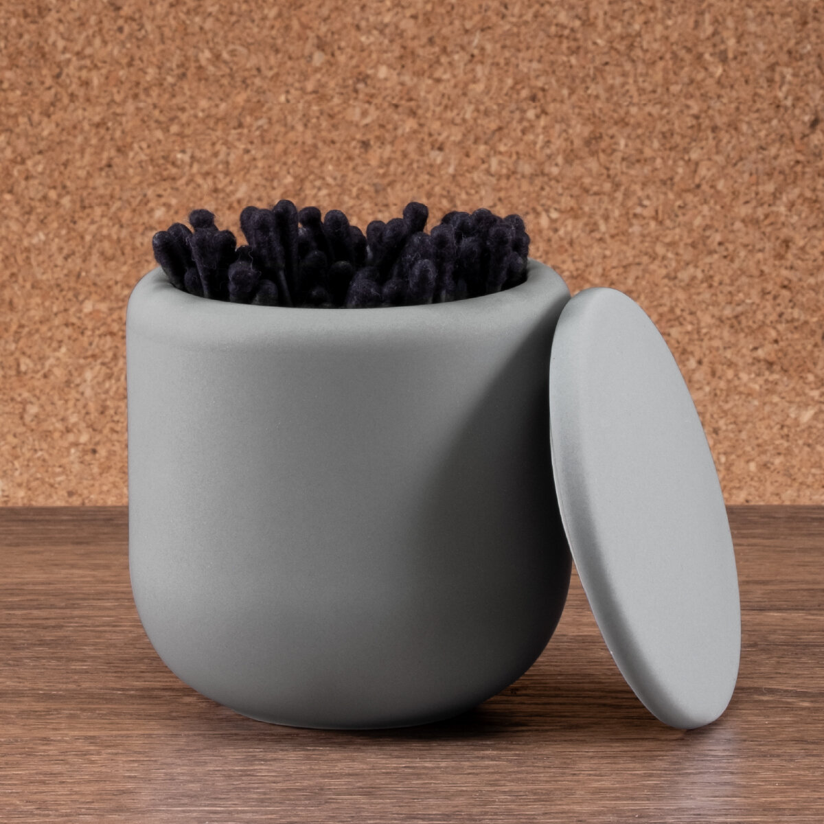 Контейнер для ватных дисков с крышкой, керамический Terapy серый