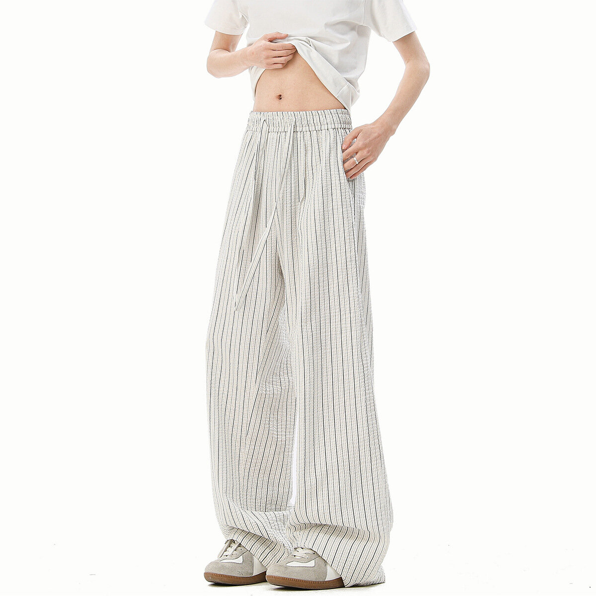 MON Унисекс Брюки Американские Винтаж Флис Плиссированные Зима Толстые Деним, Размер_M