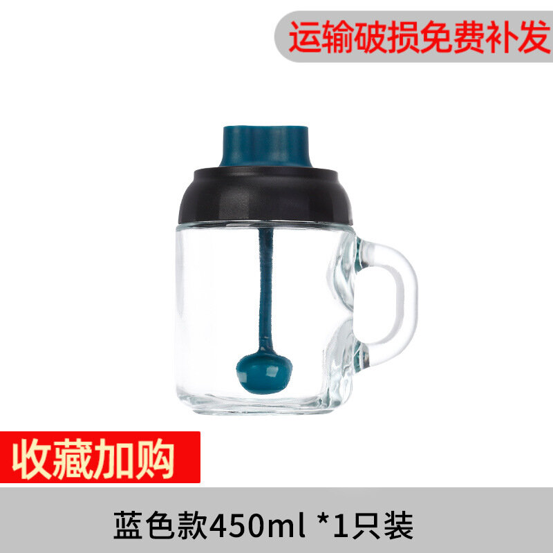 Стеклянная пустая банка для приправ Соляная банка Кухонная бутылка для приправ с ручкой Баночка для приправ с ложкой