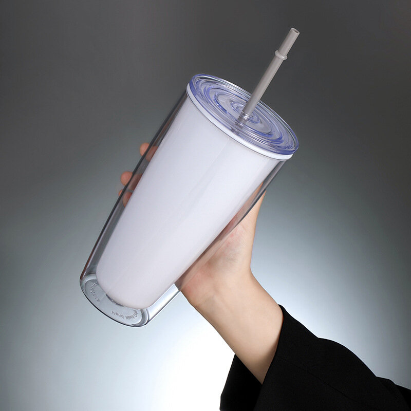 Летняя кружка для воды, стильная, большой емкости, из пищевого пластика, устойчивая к высоким температурам, двухслойная