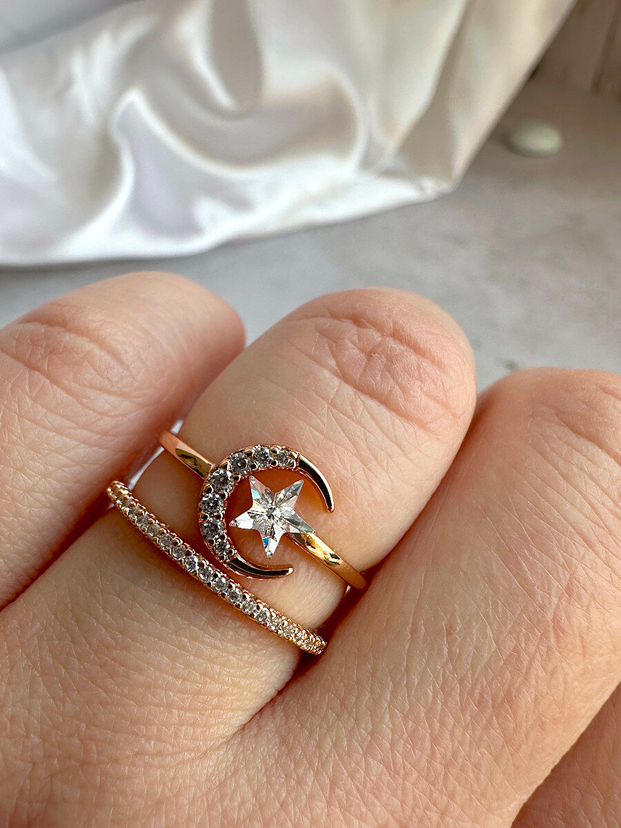 Кольцо, кристаллы Swarovski, циркон