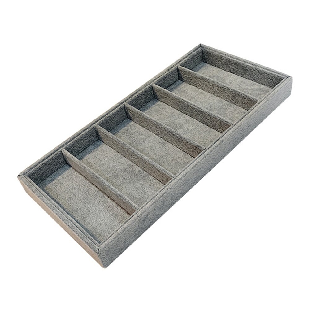 Лоток для показа очков из льняной фланели, коробка для показа ювелирных изделий для солнцезащитных очков-серый, 6 пар