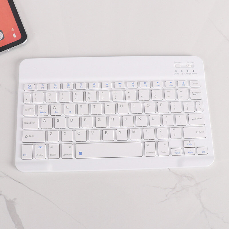 Белая 10-дюймовая беспроводная Bluetooth водонепроницаемая клавиатура для планшета совместимая с iOS Android и Windows