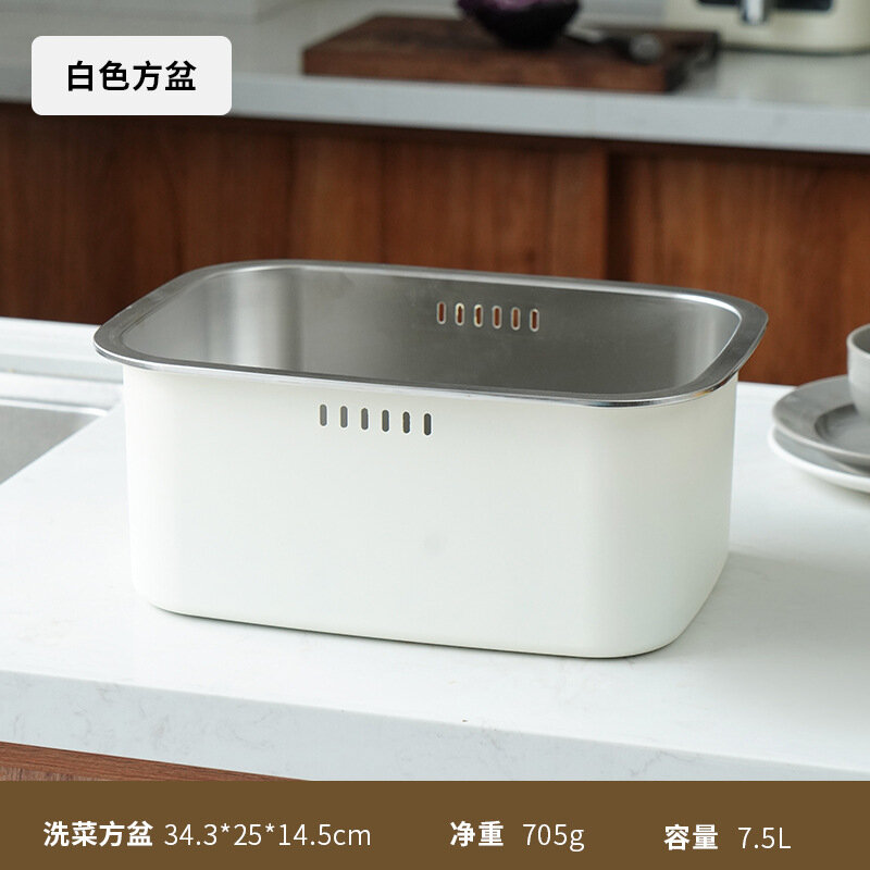 Японская большая миска для мытья овощей, корзина для слива воды с фруктов и овощей, многофункциональная сетчатая корзина для жарки из нержавеющей стали 304, фильтрующая корзина для жарки.