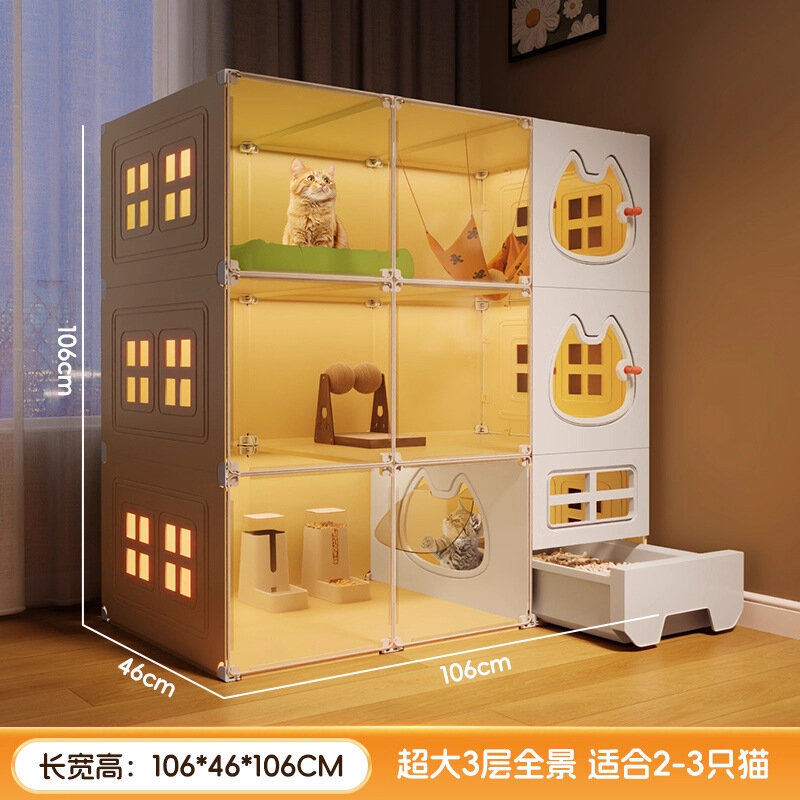 Очень большой кошачий шкаф, кошачья вилла, домашний кошачий домик, клетка для кошек, свободное пространство, туалет, интегрированный, одна комната, один зал, одна ванная